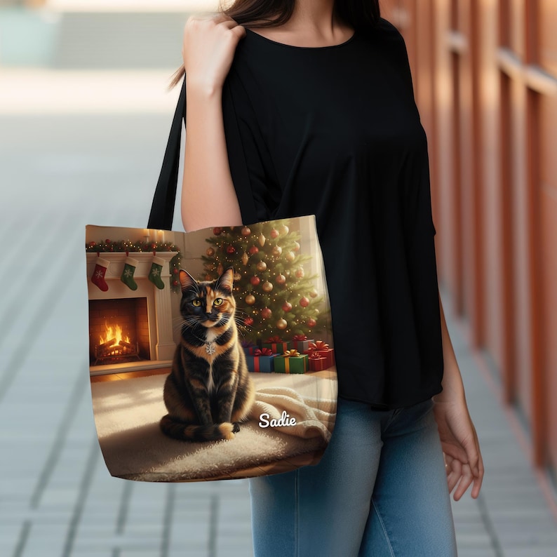 Tortoiseshell Cat Tote Bag, Personalized Pet Lover Christmas Gift ...