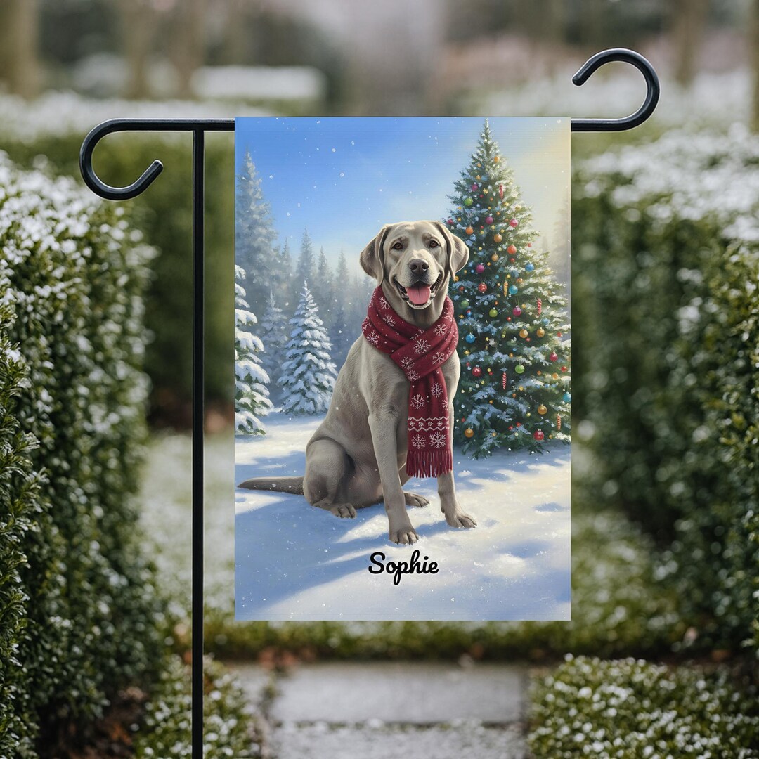 Silver Lab Garden Flag, Personalized Labrador Dog Christmas Gift ...