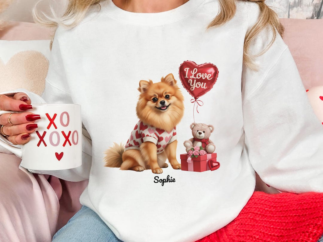 Pomeranian Valentine Sweatshirt, Personalized Dog Mom Gift for Her ...