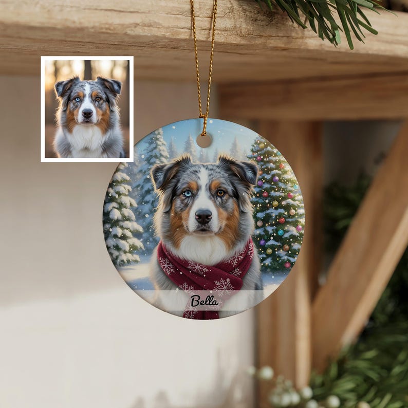 Custom Dog Ornament – Personalized Pet Portrait Christmas Gift – Photo ...