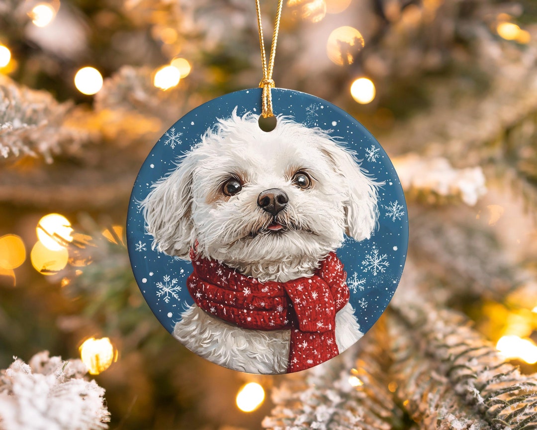 Bichon Frise Christmas Ornament: Cute Holiday Dog Decor, Festive Pet ...