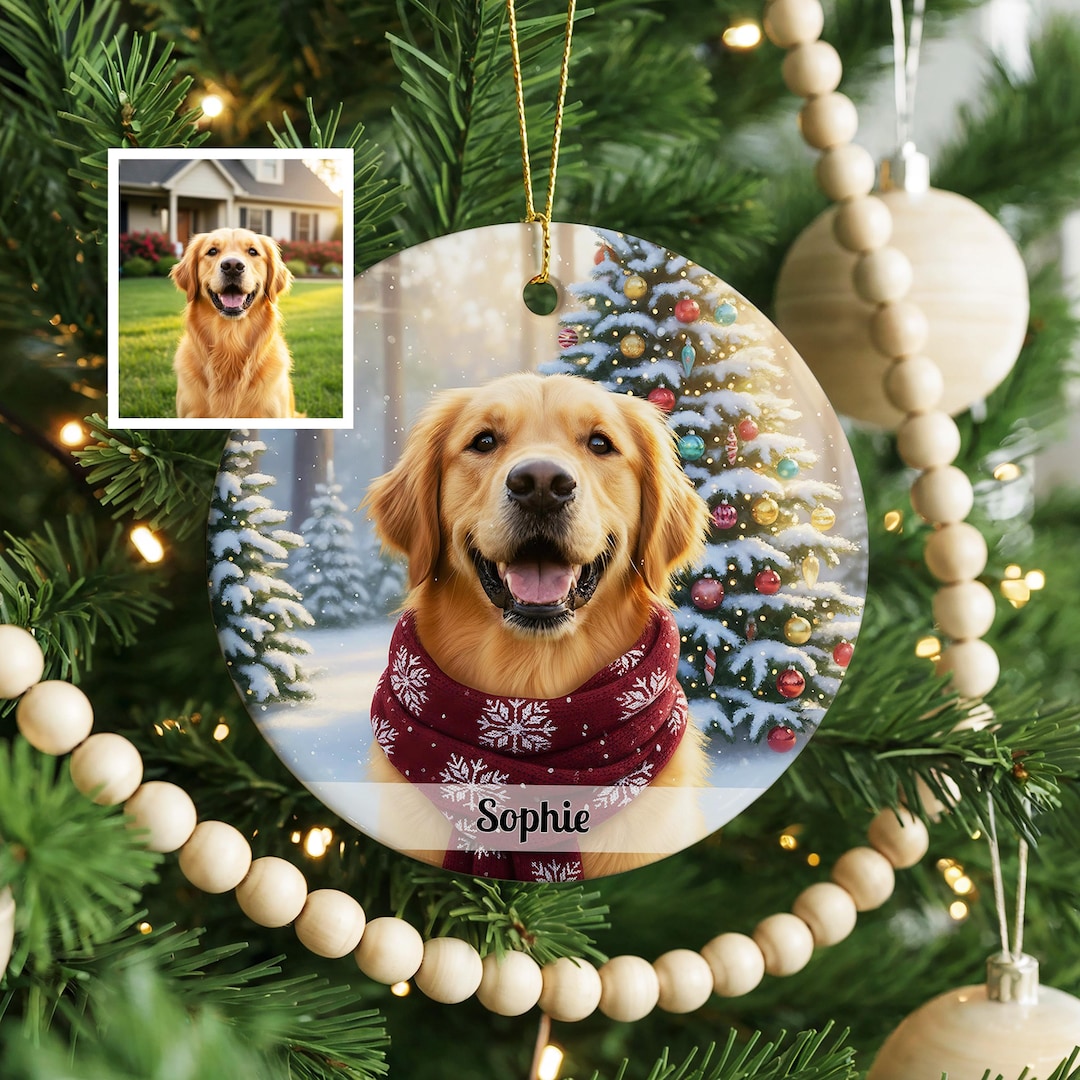 Custom Dog Ornament – Personalized Pet Portrait Christmas Gift – Photo ...