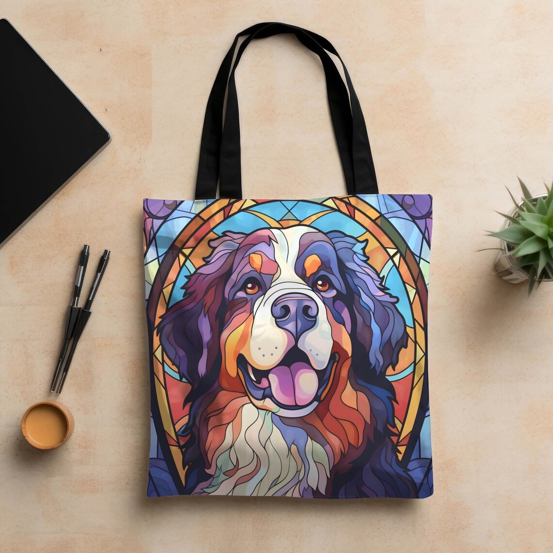Bernese Mountain Dog Tote Bag, Berner Pet Mom Gift for Her, Stained ...