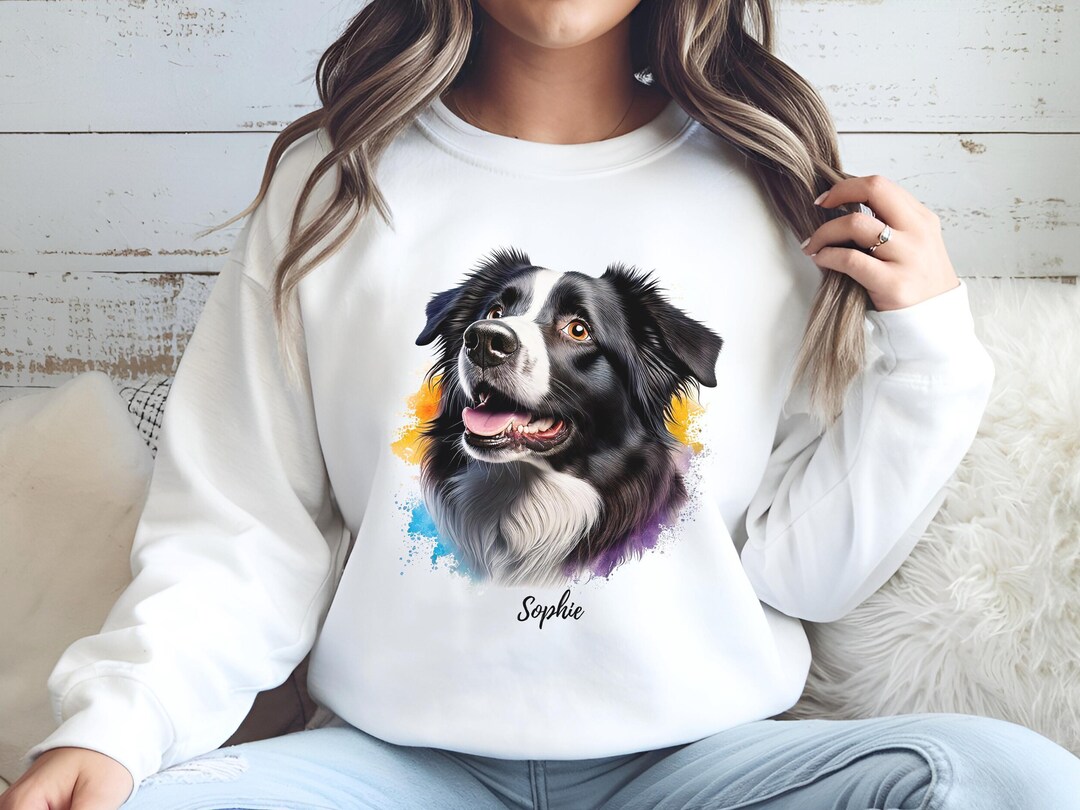 Border Collie Shirt, Custom Dog Lover Sweatshirt, Personalized Black ...