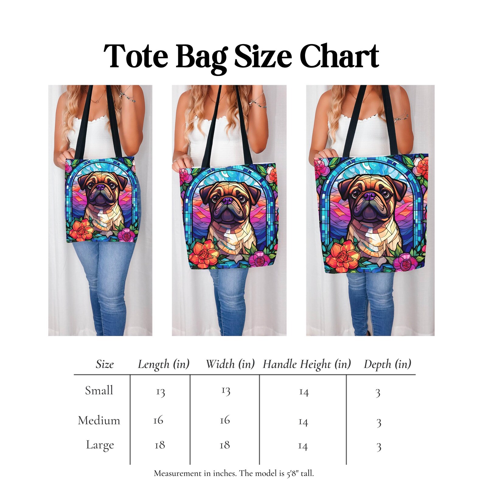 Pug Dog Tote Bag, Stained Glass Art, Pet Lover Gift - Etsy México