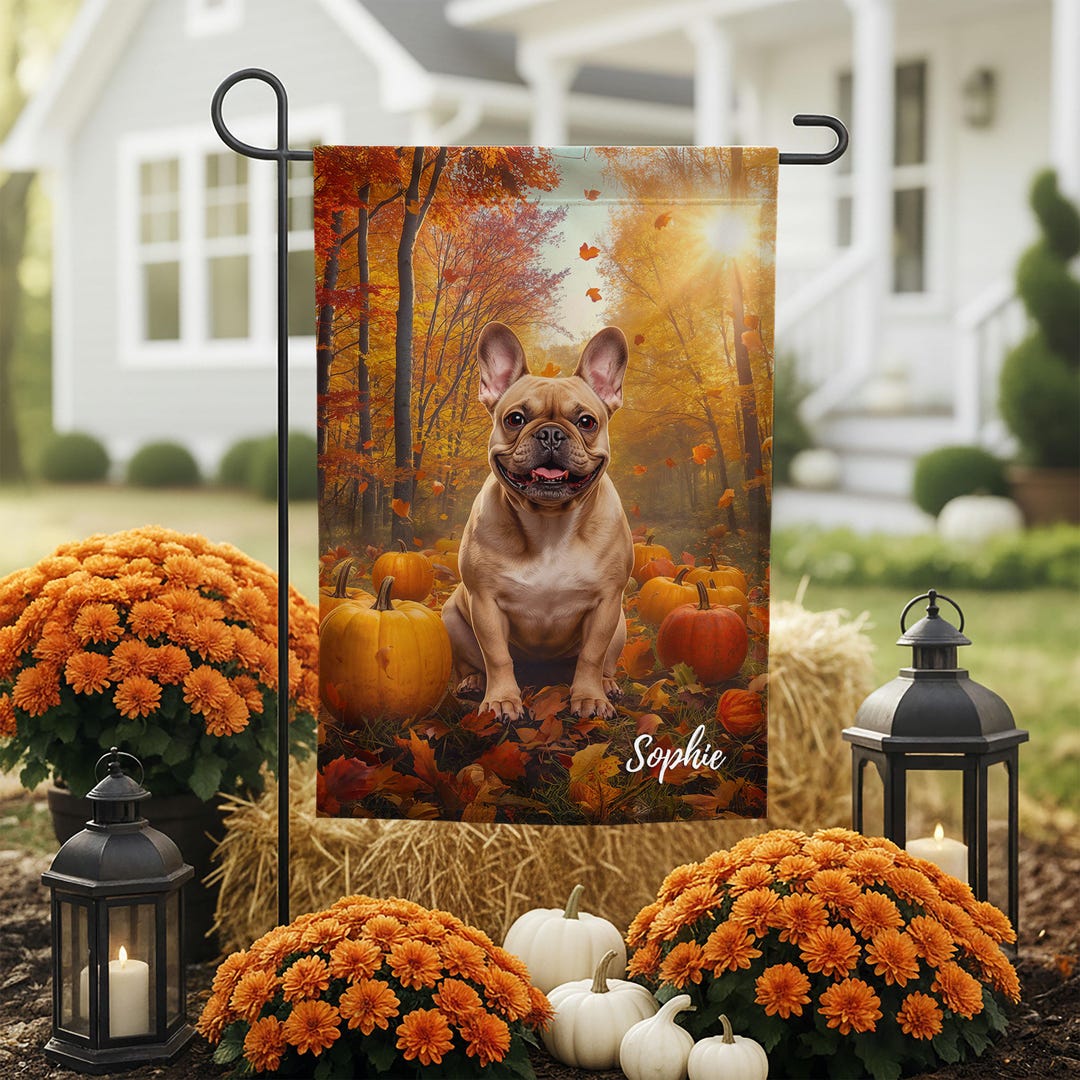 French Bulldog Personalized Garden Flag: Fawn Frenchie Custom Dog Art ...