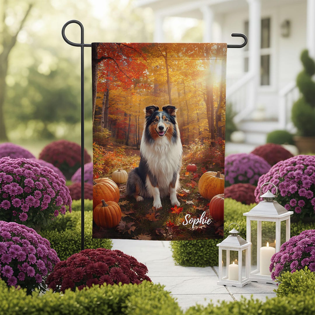 Shetland Sheepdog Sheltie Blue Merle Personalized Garden Flag, Custom ...
