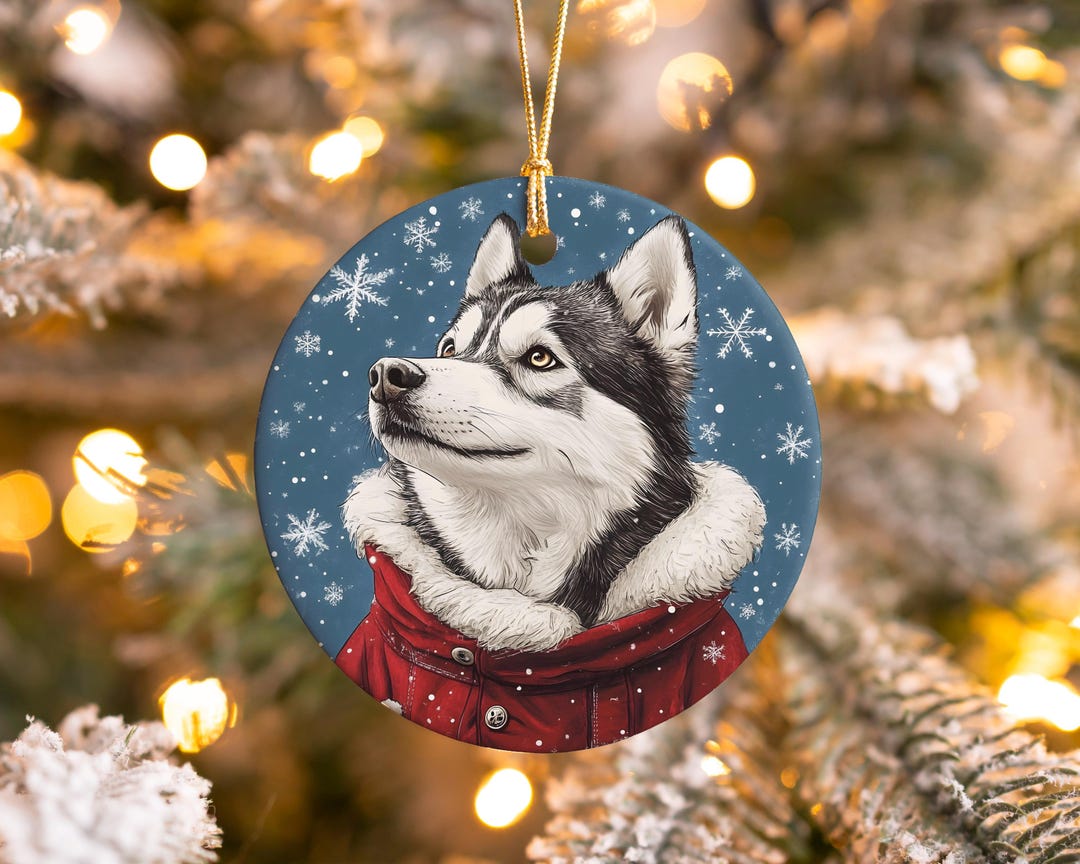 Husky Christmas Ornament, Siberian Husky Gift for Her and Him, Cute Dog ...