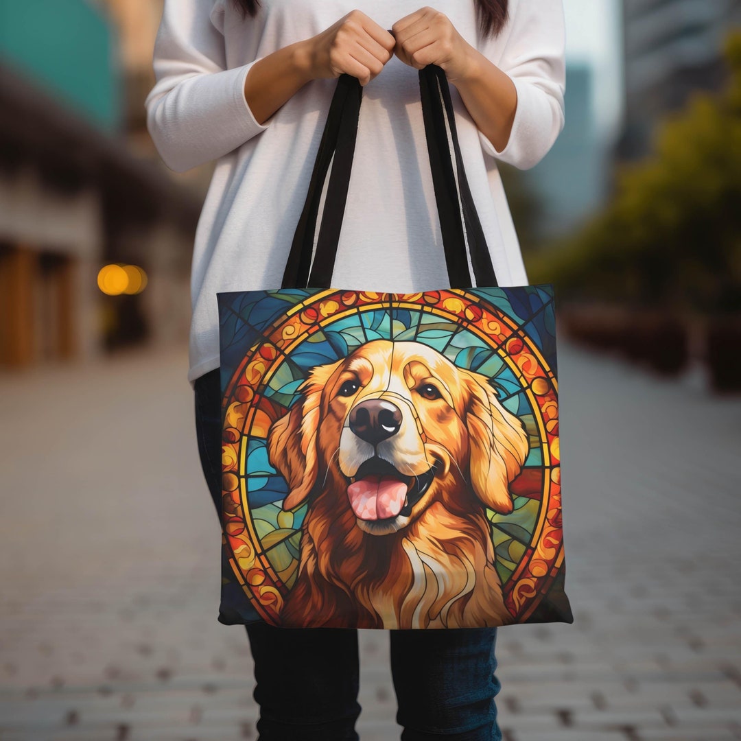 Stained Glass Golden Retriever Tote Bag: Dog Lover Gift - Etsy