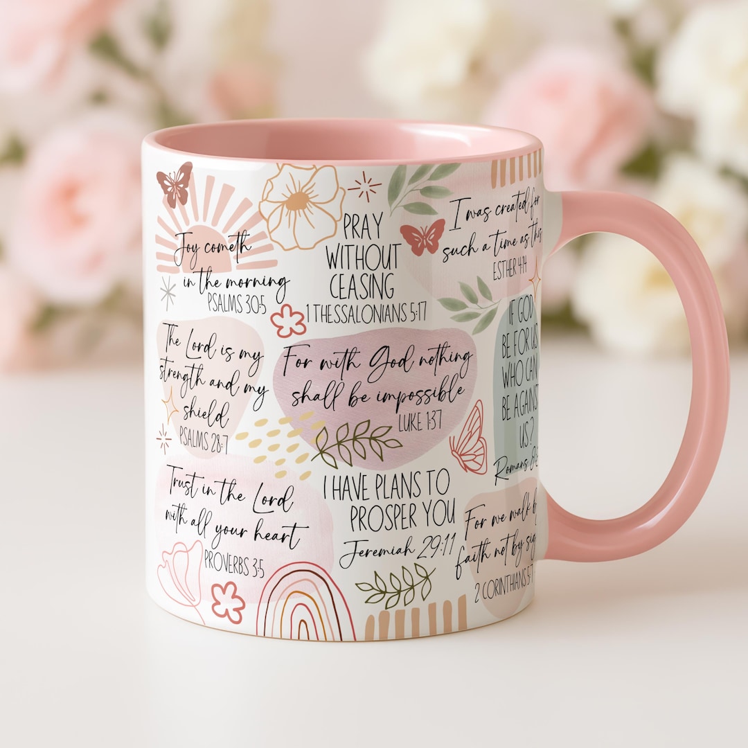 Christian Bible Verse Mug, Faith-based Coffee Cup With Scripture ...