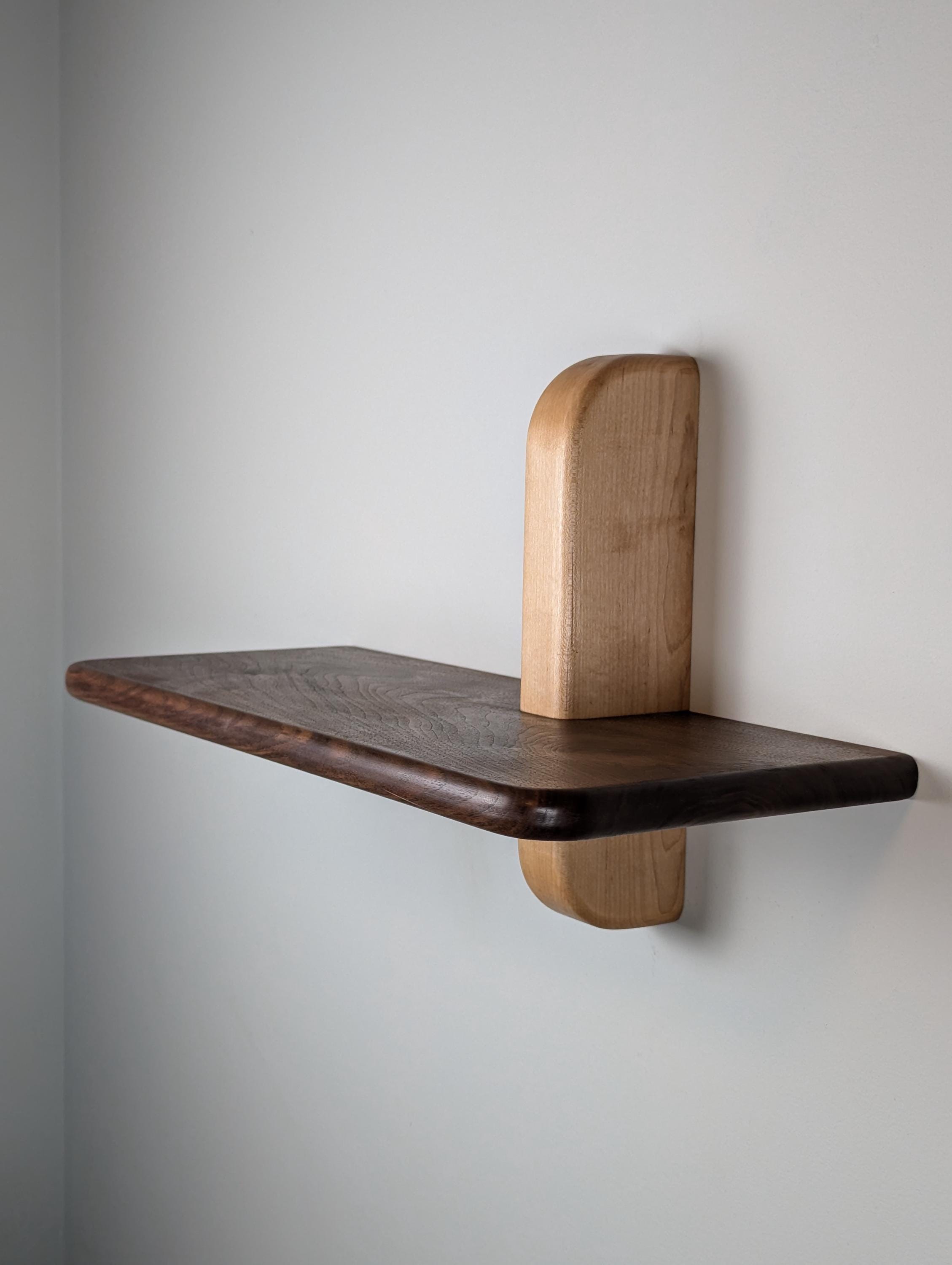 Walnut and Maple Floating Shelf-asymmetrical Shelf-plant Shelf-entry ...