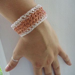 Crochet Bracelet Copper Wire, Silver Wire, Cuff Bracelet, Crochet ...