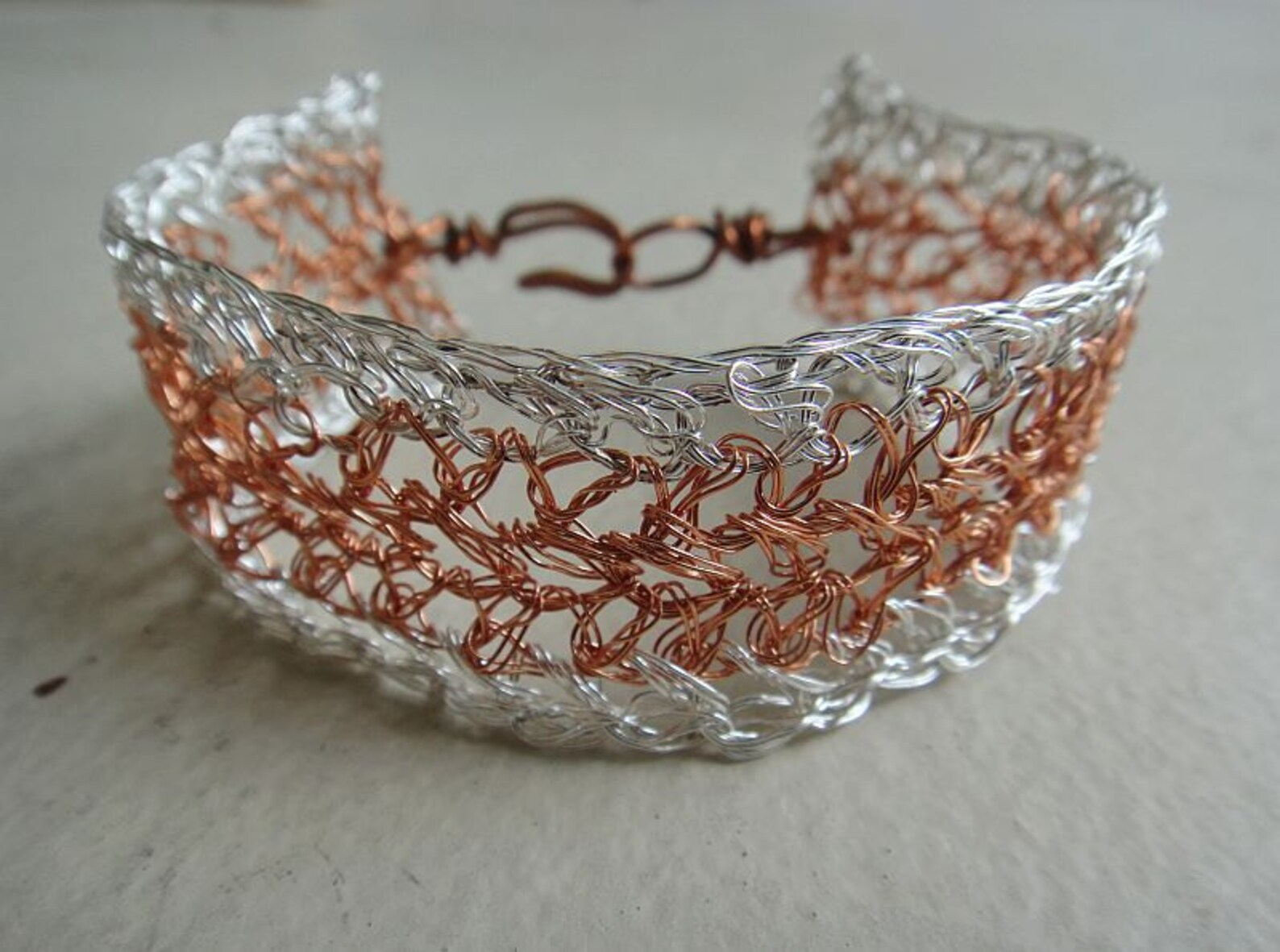 Crochet Bracelet Copper Wire Silver Wire Cuff Bracelet - Etsy