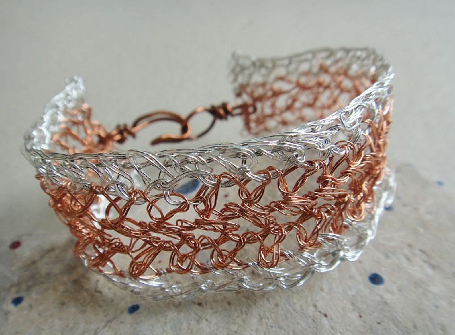 Crochet Bracelet Copper Wire, Silver Wire, Cuff Bracelet, Crochet ...