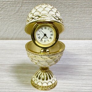 Faberge Egg Jewelry Box Witch Clock, Enameled Metal Egg, Ukrainian ...
