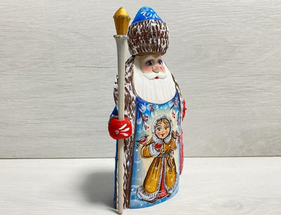 Wooden Santa Claus, Handmade Ded Moroz, Carved Figurine Grandfather ...