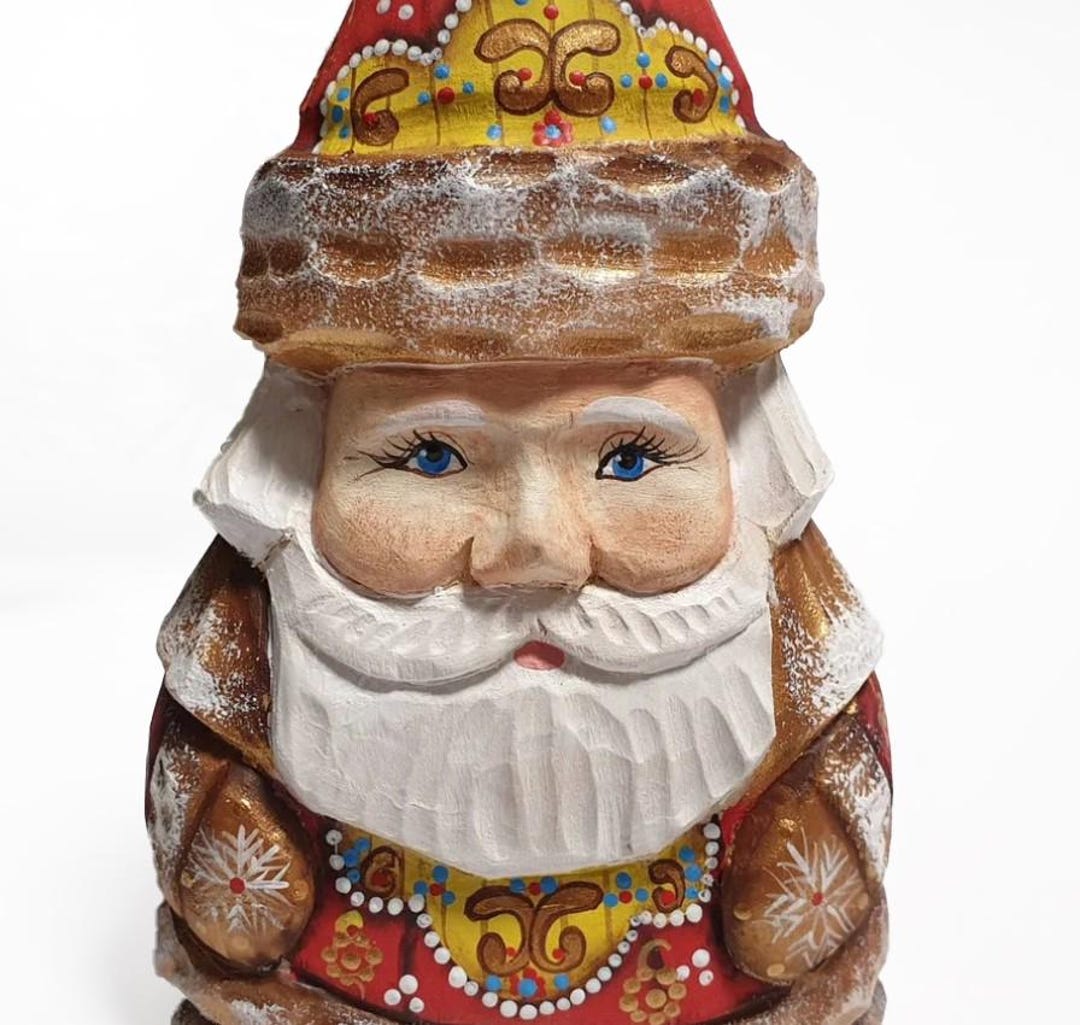 Carved Wooden Santa Claus (russian Ded Moroz) Christmas Handmade ...