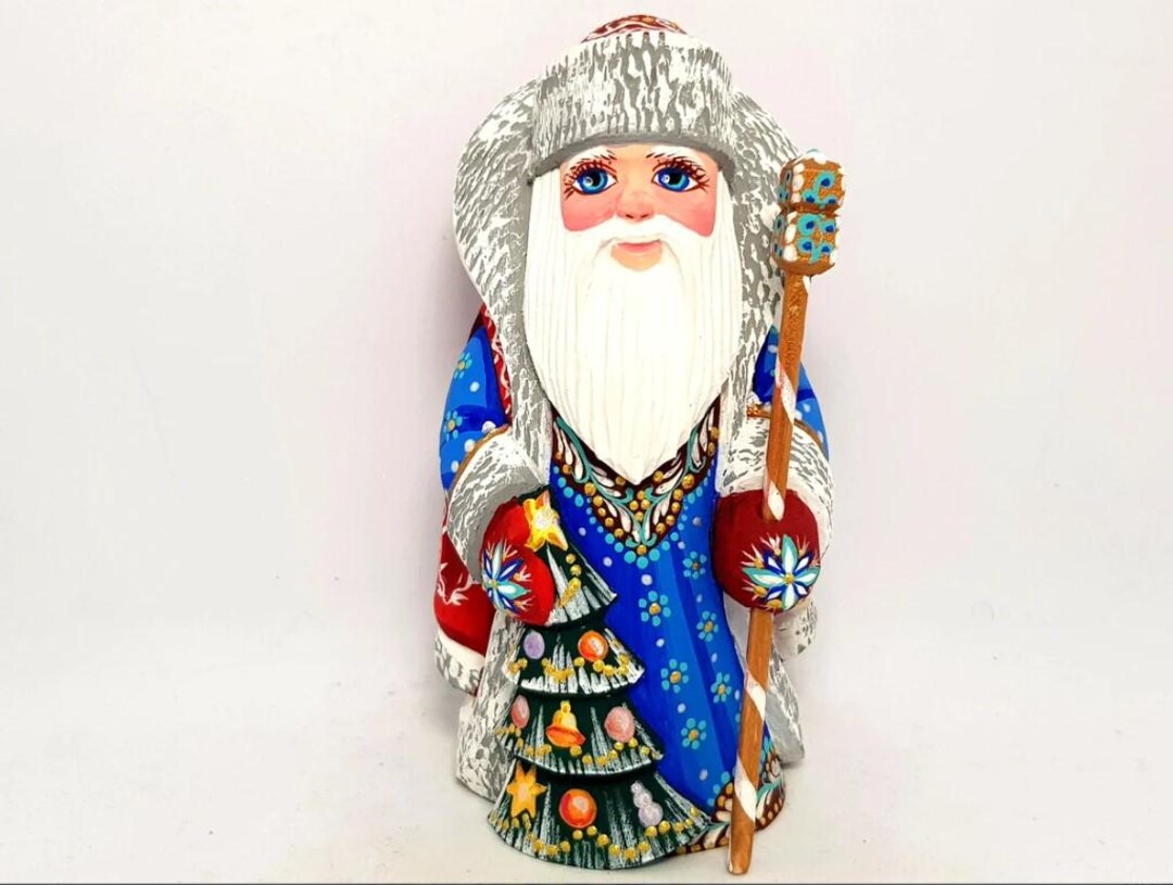 Сarved Santa Claus, Handmade Ded Moroz, Grandfather Frost Figurine - Etsy