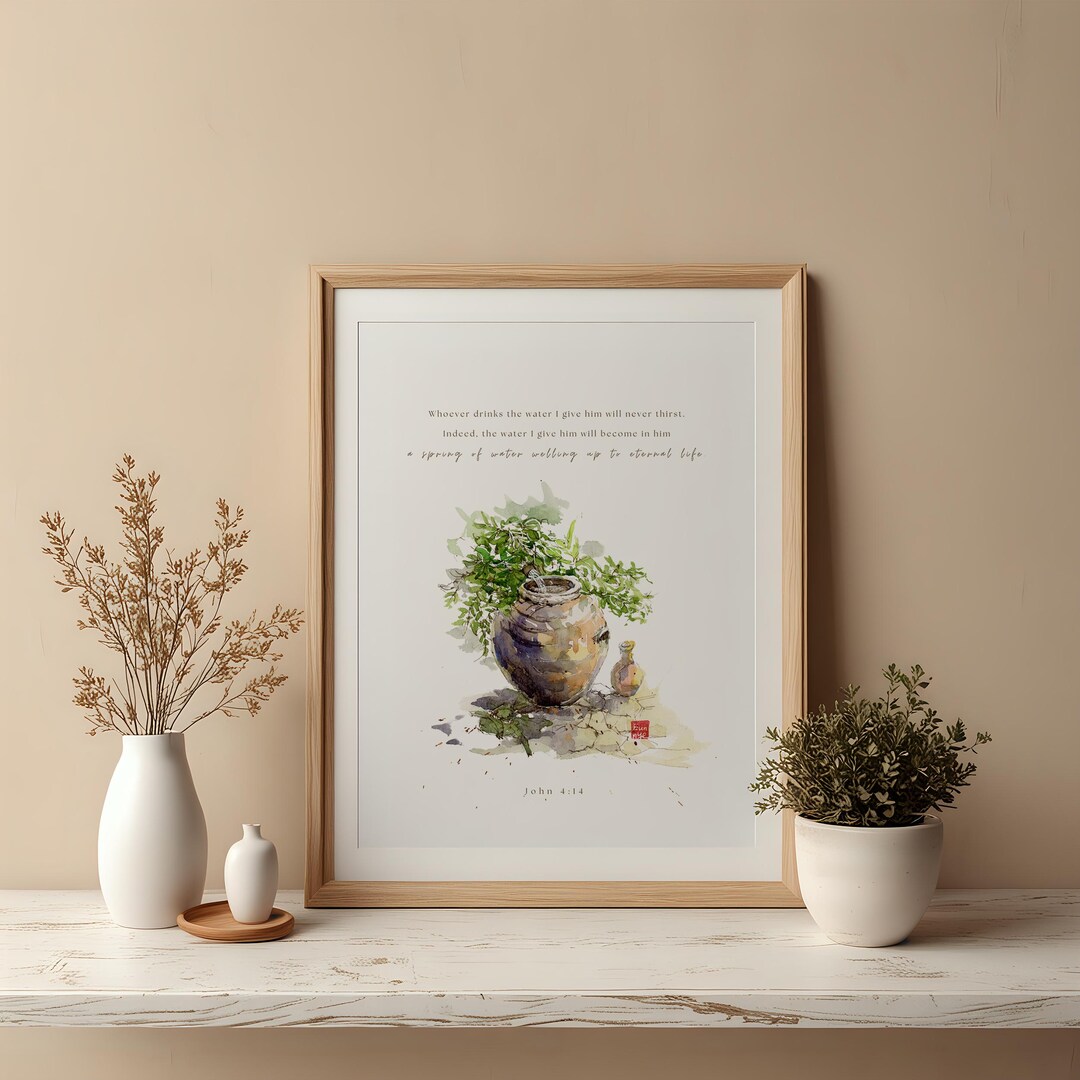 John 4:14 Bible Verse Print | Living Water Christian Wall Art ...