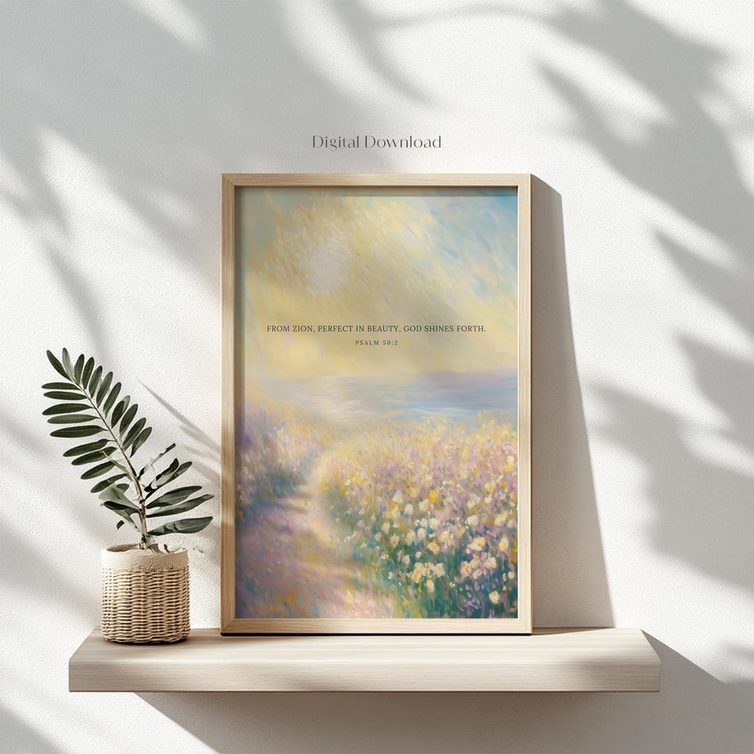Christian Oil Painting Wall Art | Psalm 50:2 Scripture Print | God’s ...