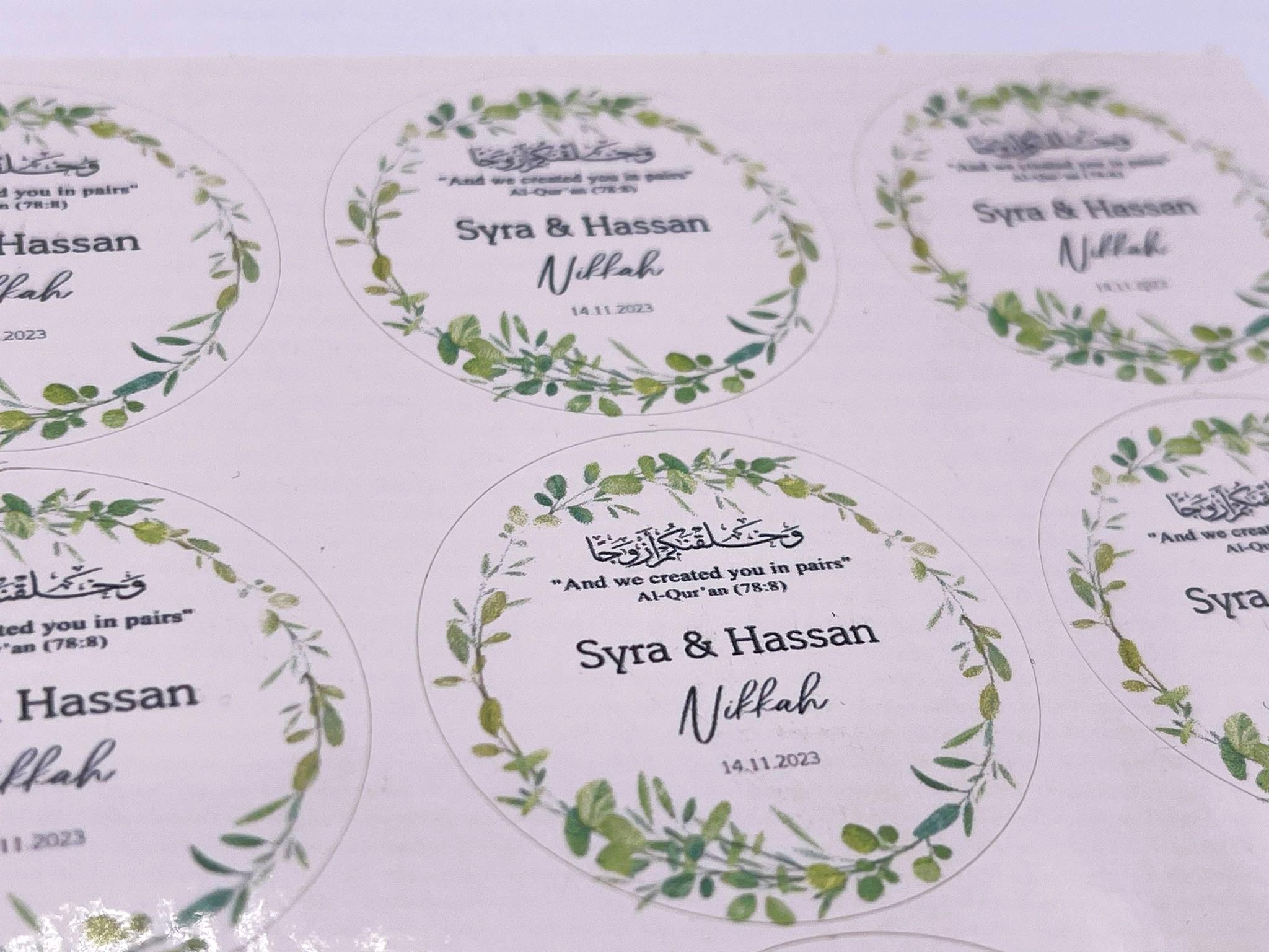 Personalised Nikkah Stickers Luxury Wedding Stickers Engagement ...