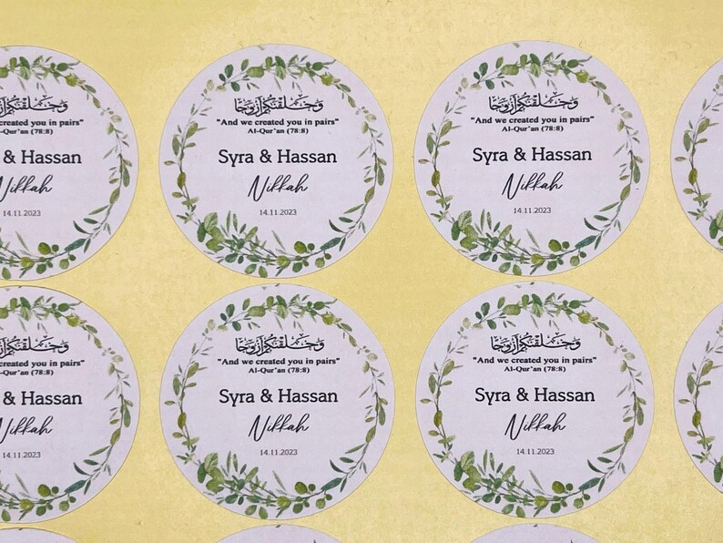 Personalised Nikkah Stickers Luxury Wedding Stickers Engagement ...