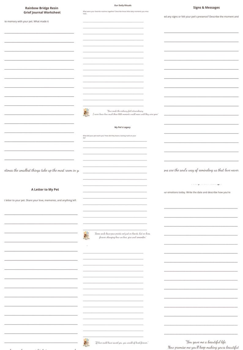 Printable Pet Loss Grief Journal – 7 Pages of Healing, Reflection ...
