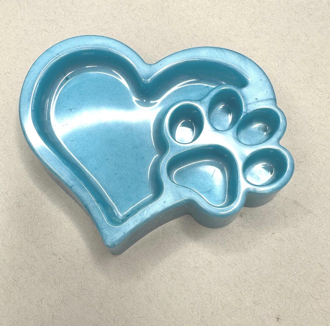 Sky Blue Paw Print Heart Tray - Etsy
