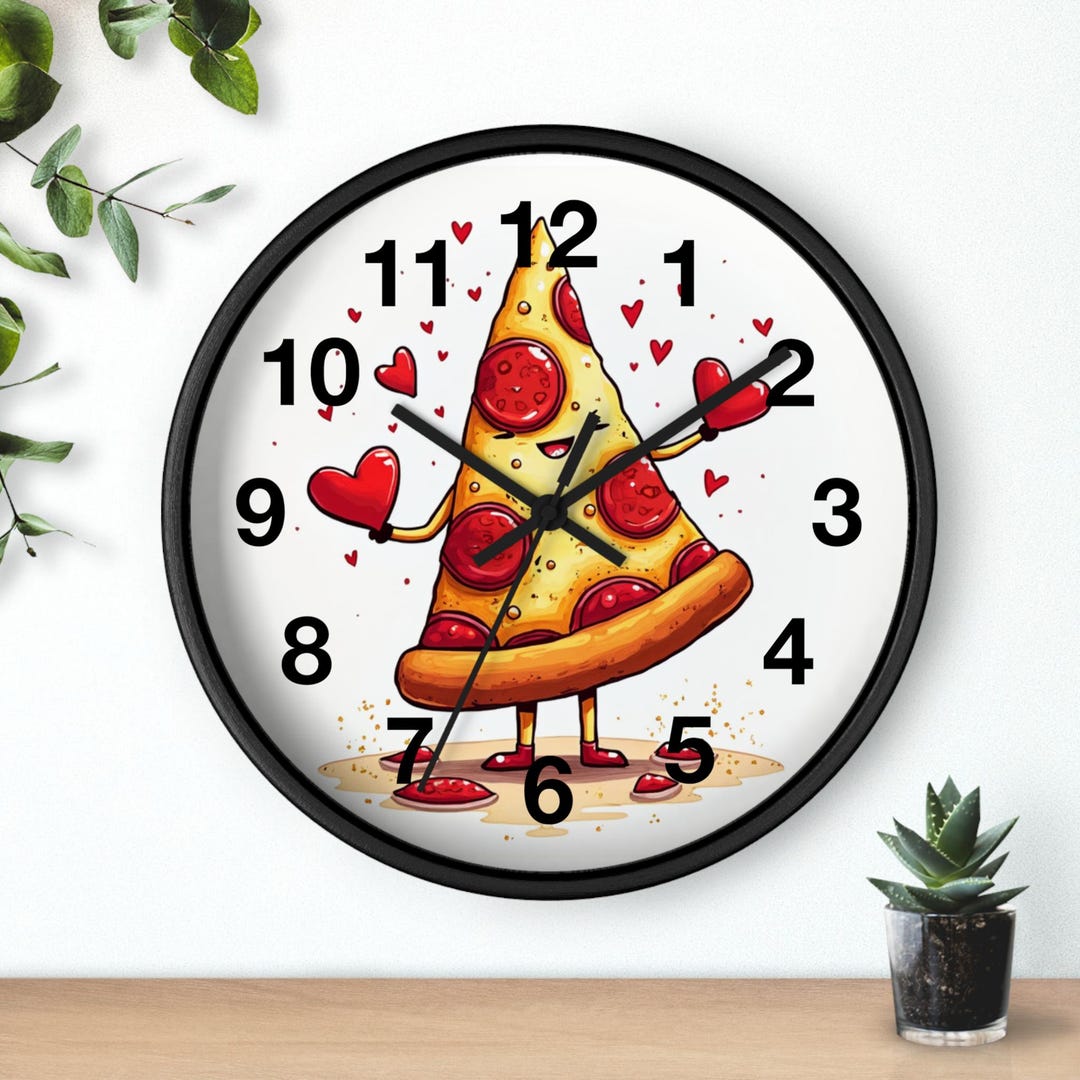 Whimsical Pizza Wall Clock - Love at First Bite Timepiece for Foodies ...
