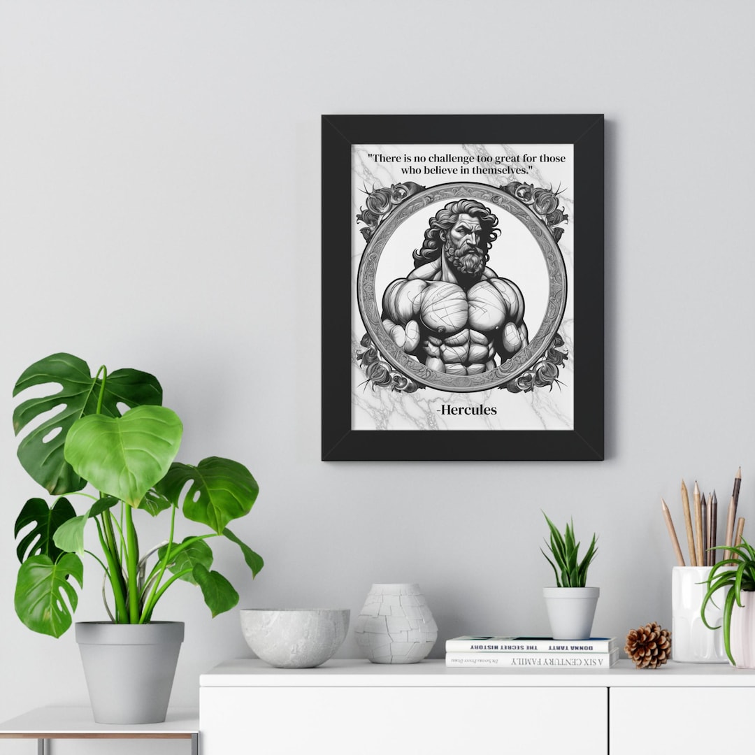 Hercules Strength Quote: Framed Wall Art for Fitness Motivation ...