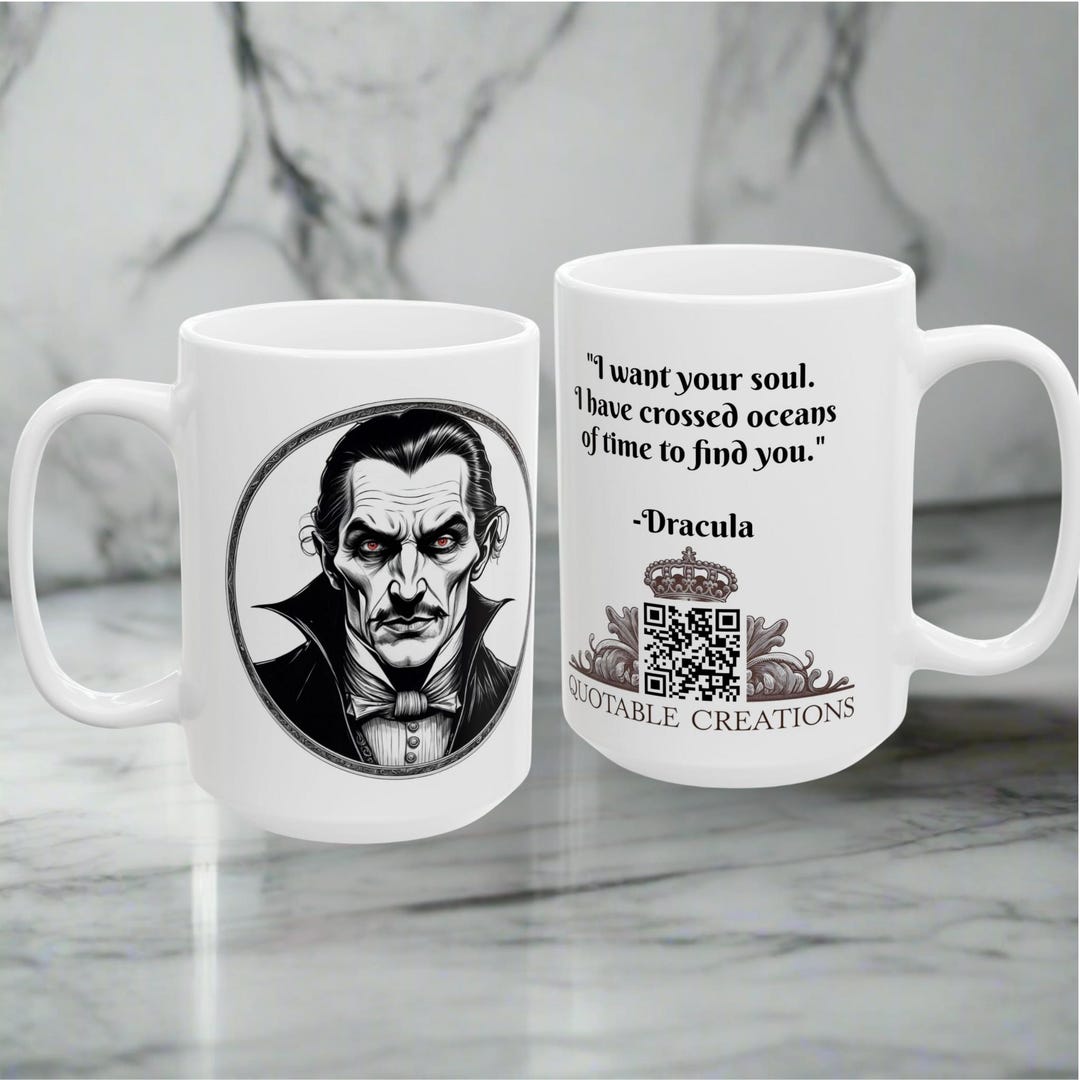 Dracula Inspirational Quote Mug: Gothic Literature Gift for Horror Fans ...