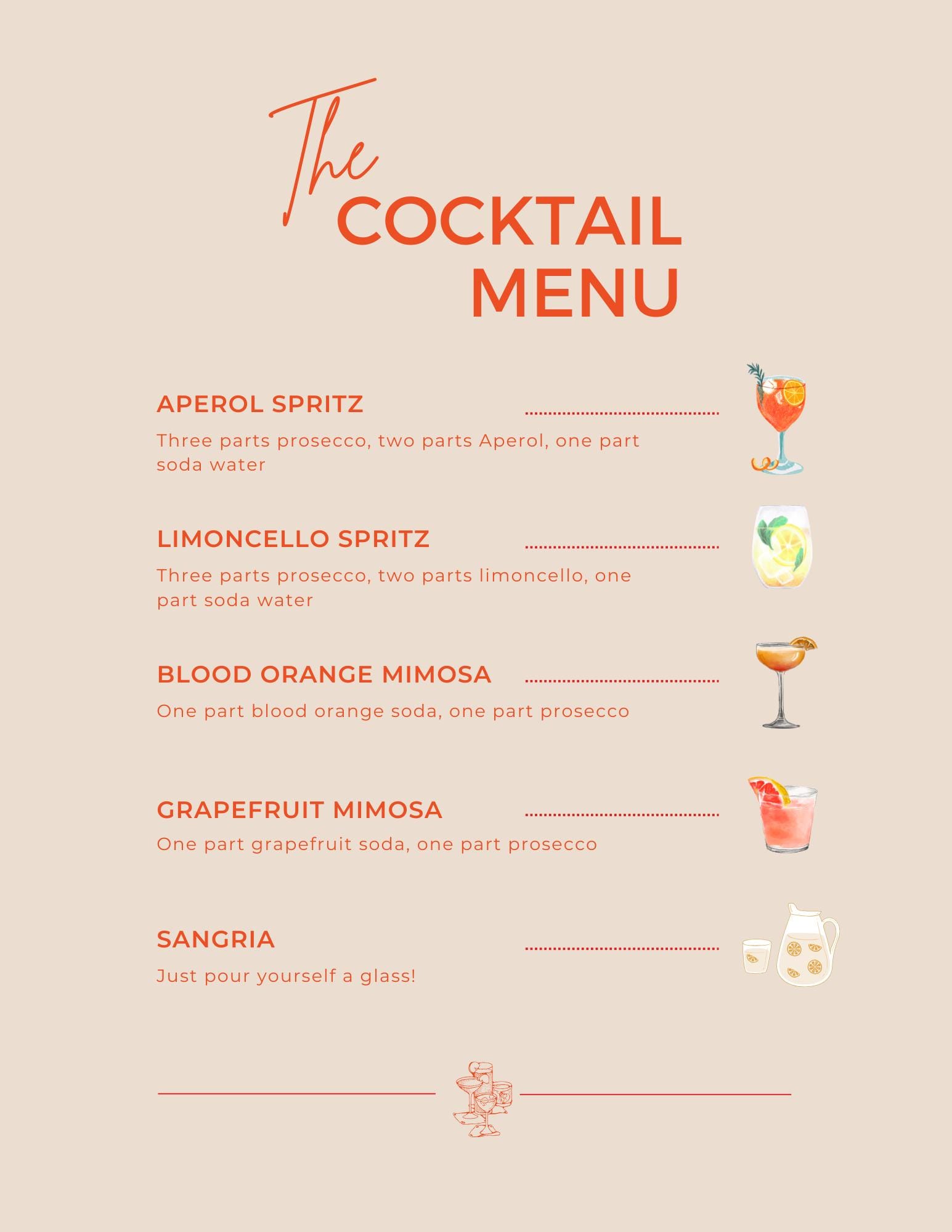 Spritz Party Cocktail Menu & Welcome Sign Template - Etsy