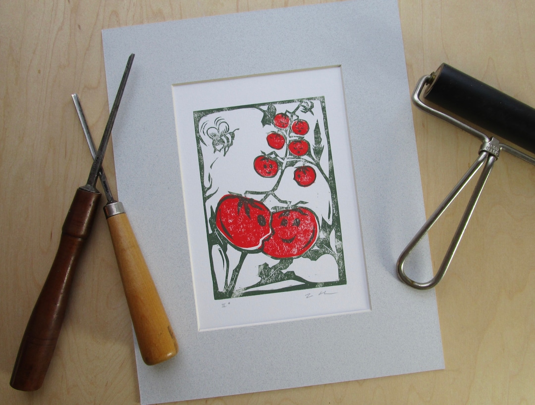 Linocut Print of Tomatoes - Etsy