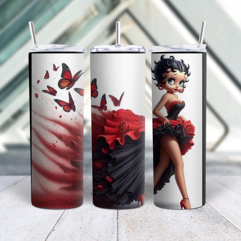 Betty Boop Tumbler, Beautiful Butterfly Dress 20 Oz Tumbler - Etsy