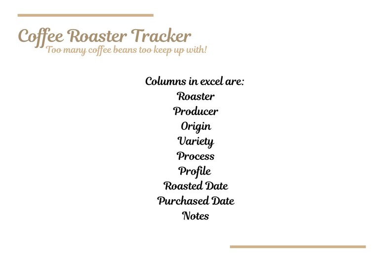 Excel Coffee Tracker, Roaster Log, Coffee Log, Coffee Journal Digital File - Neutral and Blue ...