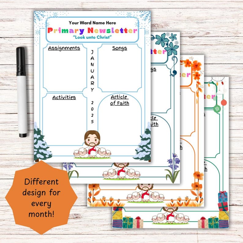 Primary Newsletter Template | LDS | Digital Download | Monthly Church ...