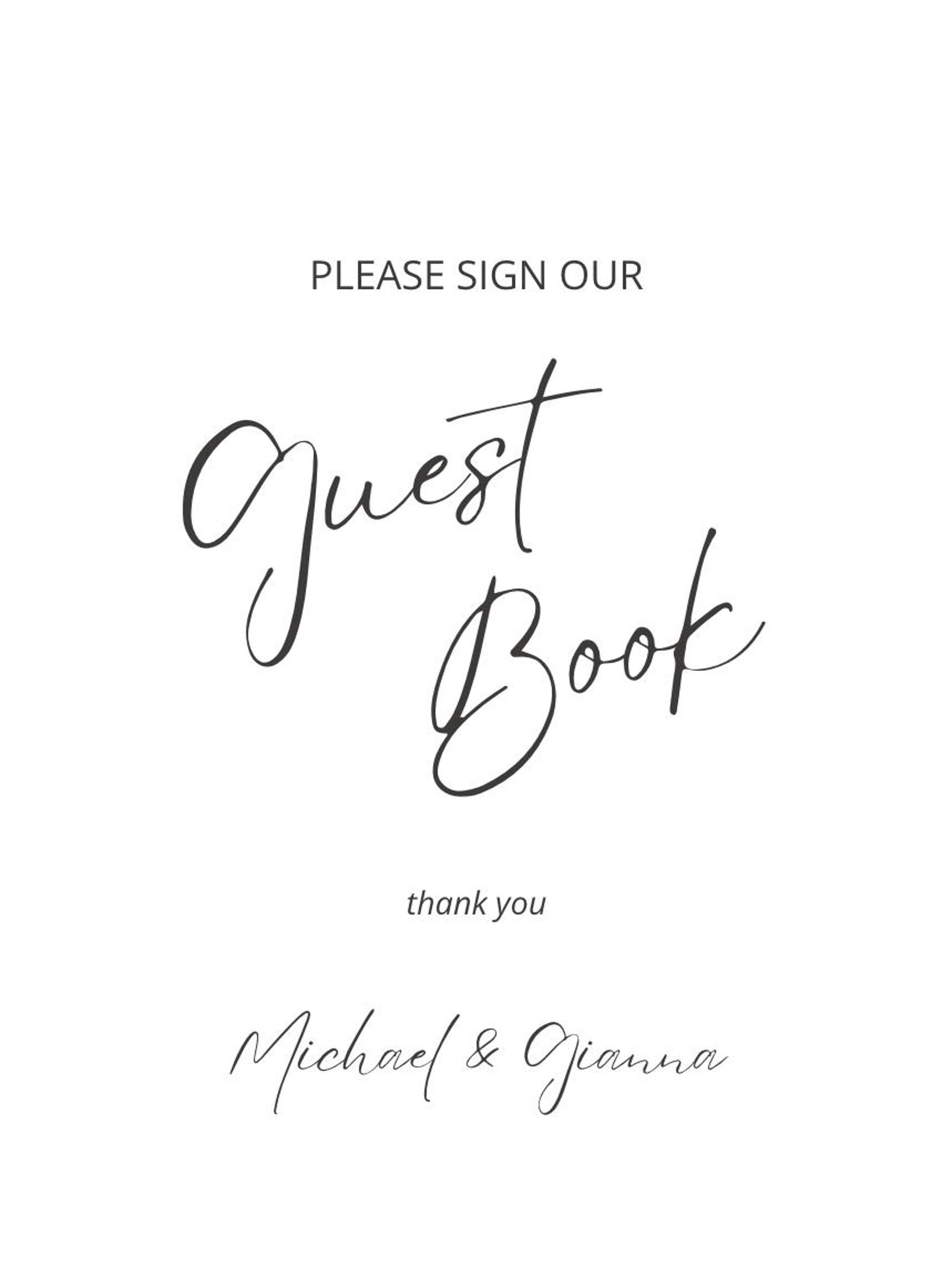 Editable Guest Book Sign Template | Wedding Guest Book Sign ...