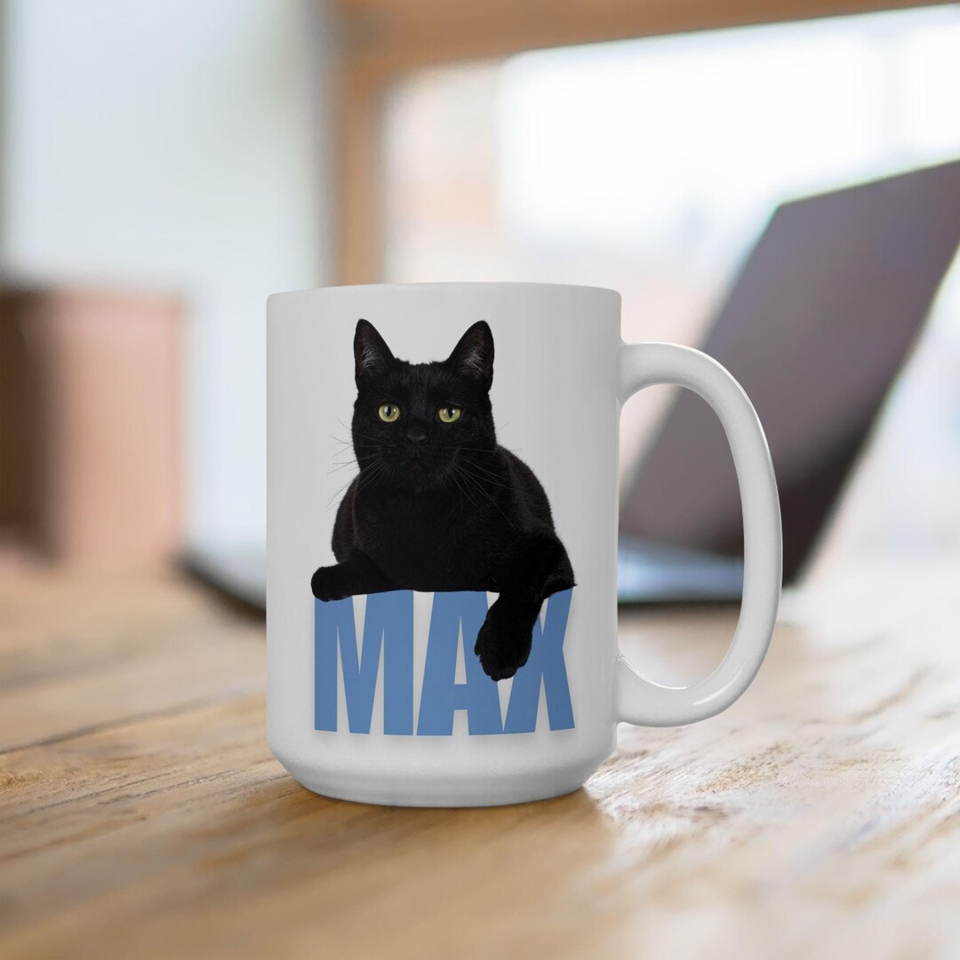 Custom Black Cat Mug – Personalized Ceramic Coffee Mug, Cat Lover Gift ...