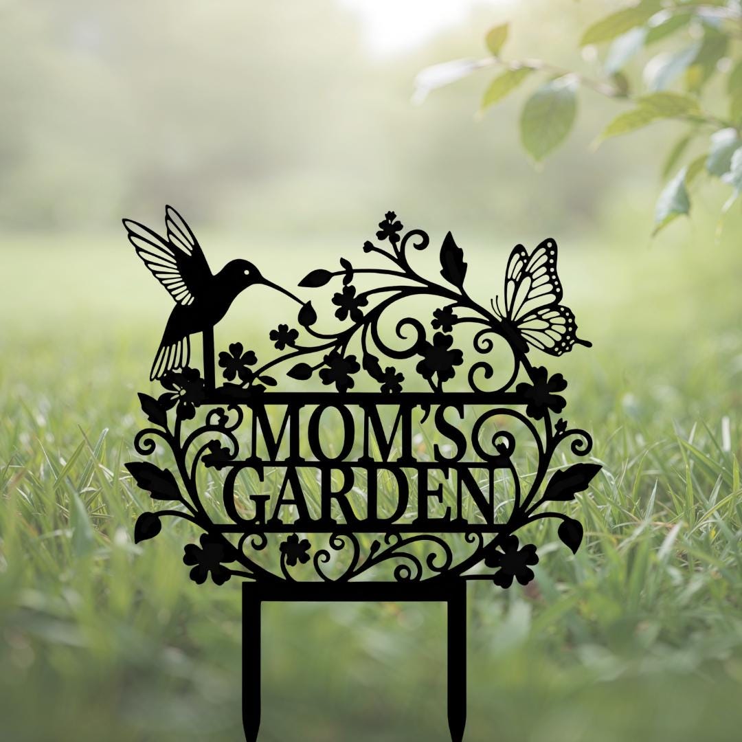 Custom Humming Bird Metal Garden Decor, Bird With Flower Garden Sign ...