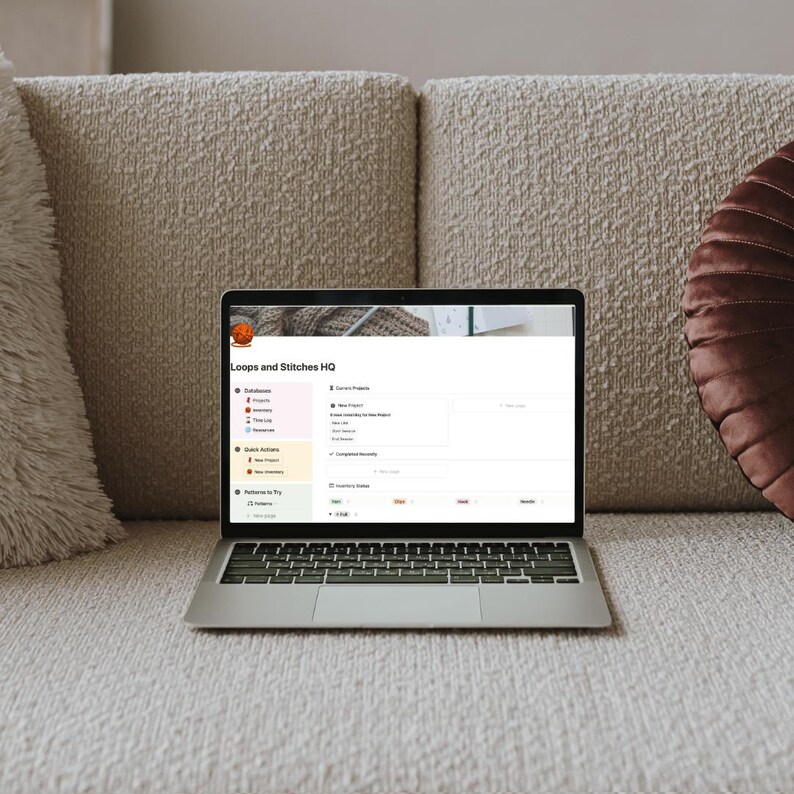 Loops and Stitches HQ | Notion Template for Crochet and Knitting Organization, Project Tracking ...
