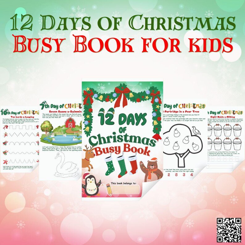 12 Days of Christmas Busy Book for Kids Digital Download PDF Printable ...