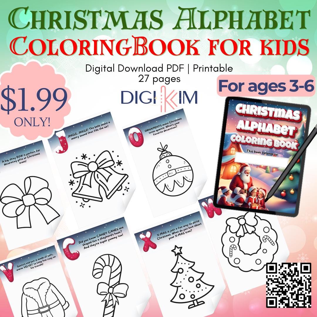 The Christmas Alphabet Coloring Book: Fun Facts for Little Learners for ...
