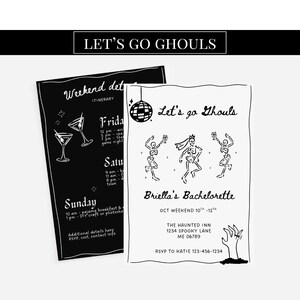 Let's Go Ghouls Bachelorette Invite Spooky Skeleton Invitation and ...