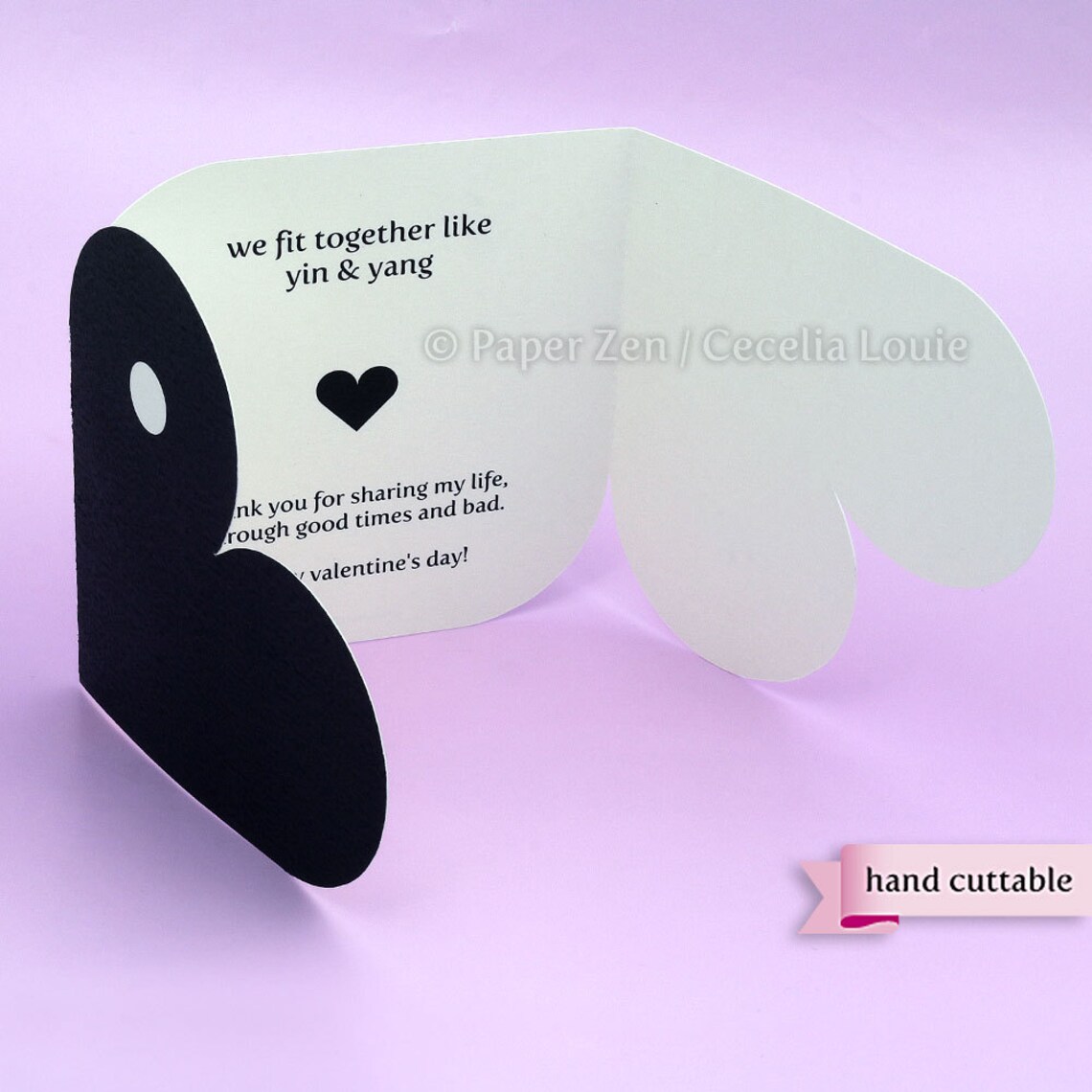 Yin Yang Valentine or Wedding Card hand Cuttable and Text - Etsy