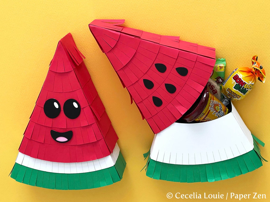 Watermelon Mini Piñata SVG Box Cinqo De Mayo Fiesta First - Etsy