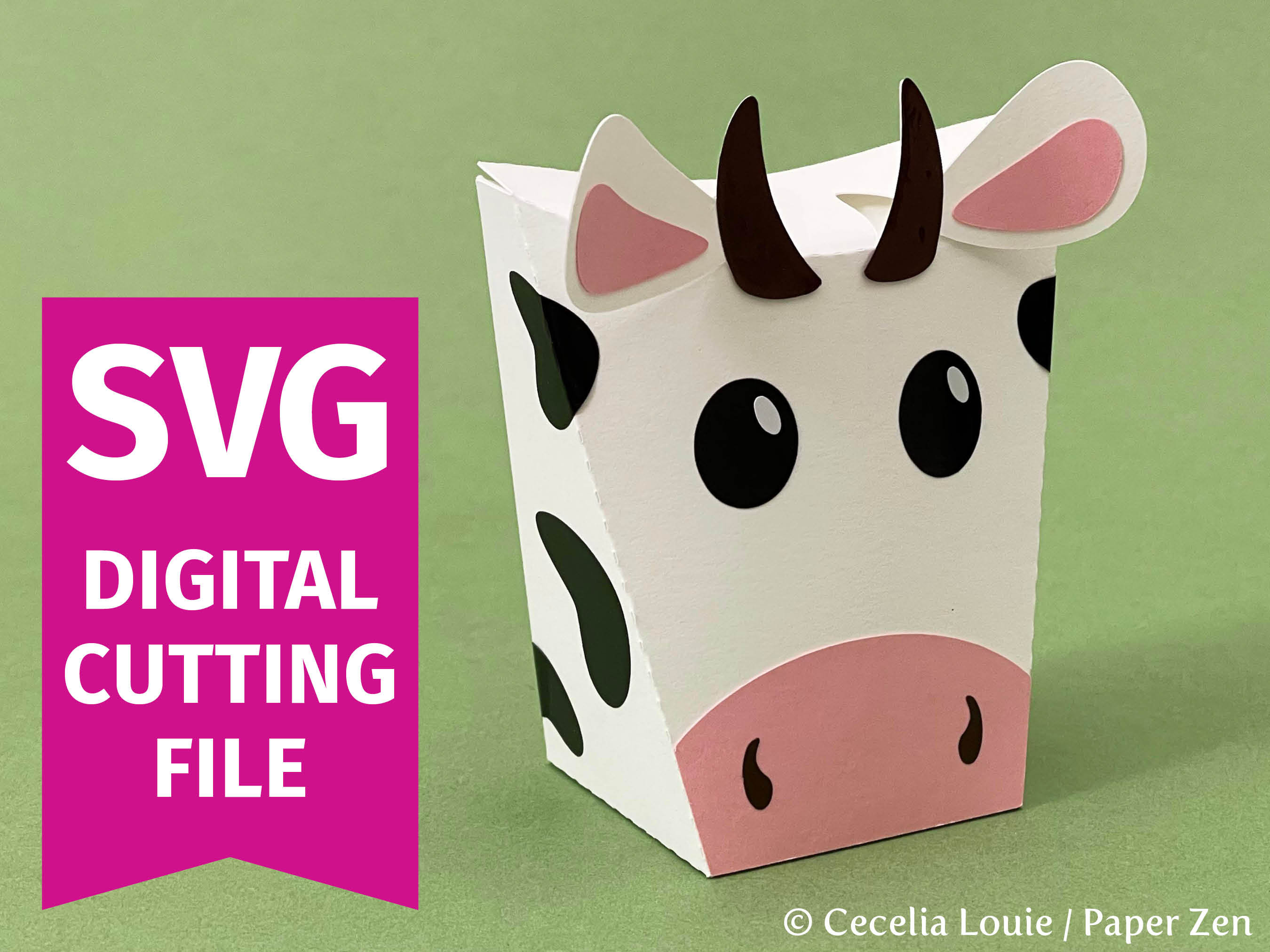 Cow Gift Box SVG Cricut Gift Card Holder Party Favor | Etsy