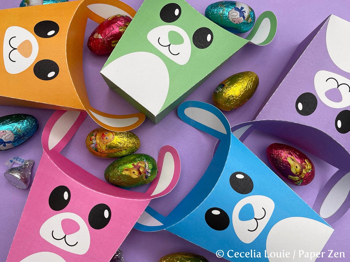 Bunny Rabbit Gift Box Printable Easter Favour With Editable | Etsy