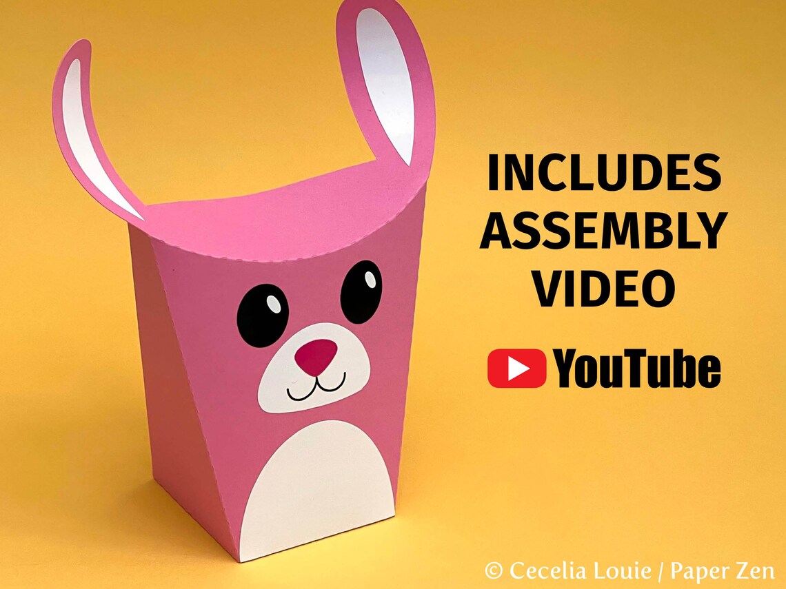Easter Bunny Rabbit Box Template SVG - Gift Card Holder, Party Favor ...