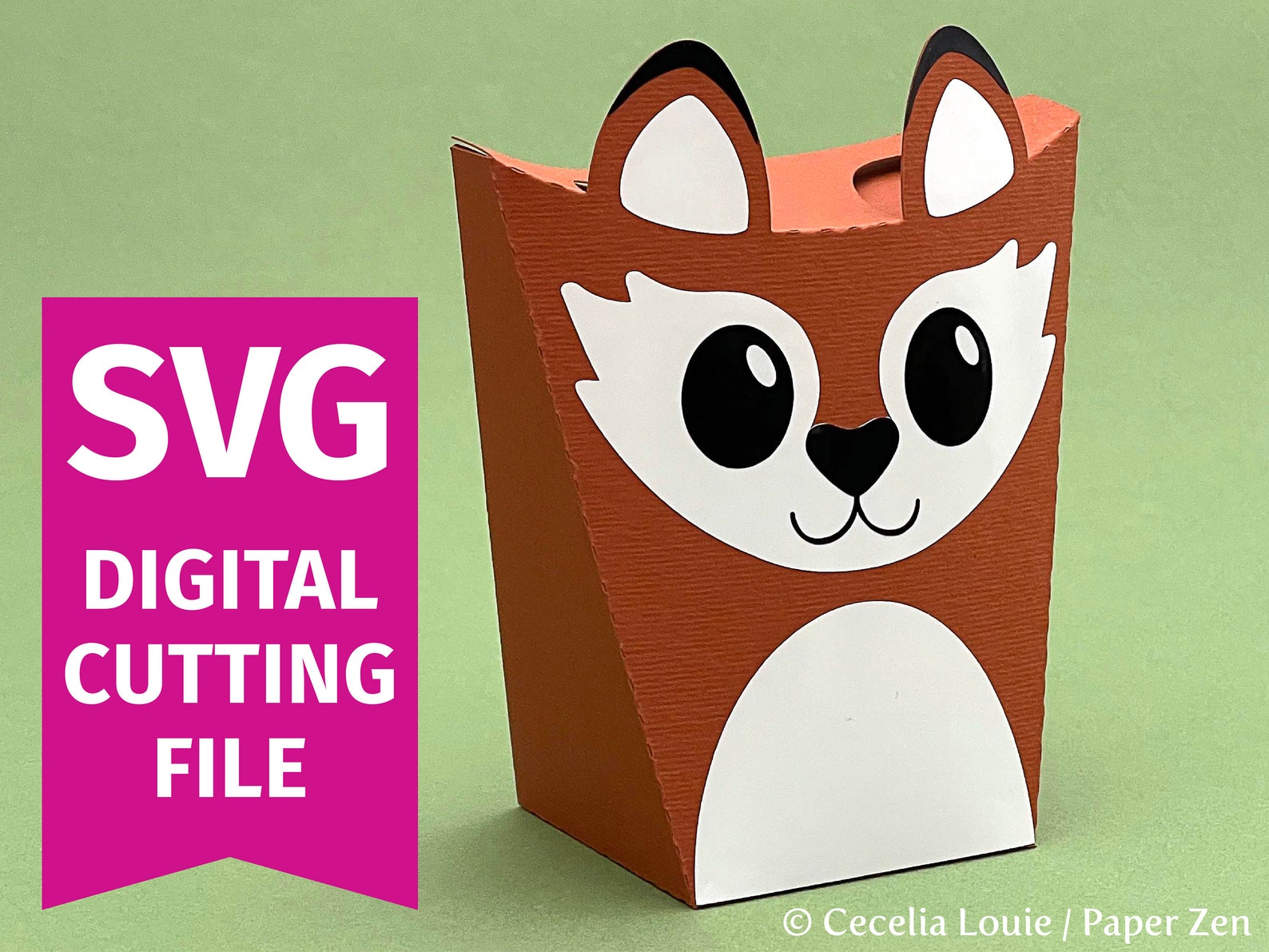 Fox Gift Box SVG Gift Card Holder Party Favor or Advent | Etsy