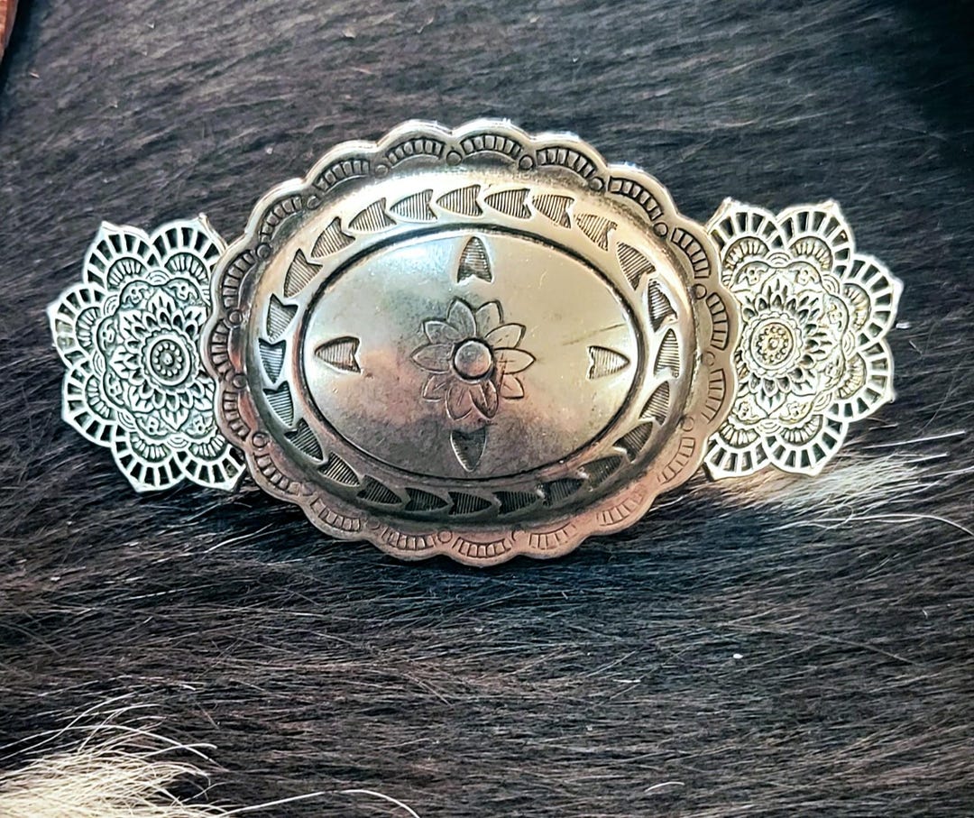Silver Concho Barrette, Santa Fe Style Hair Clip, Western Rodeo ...